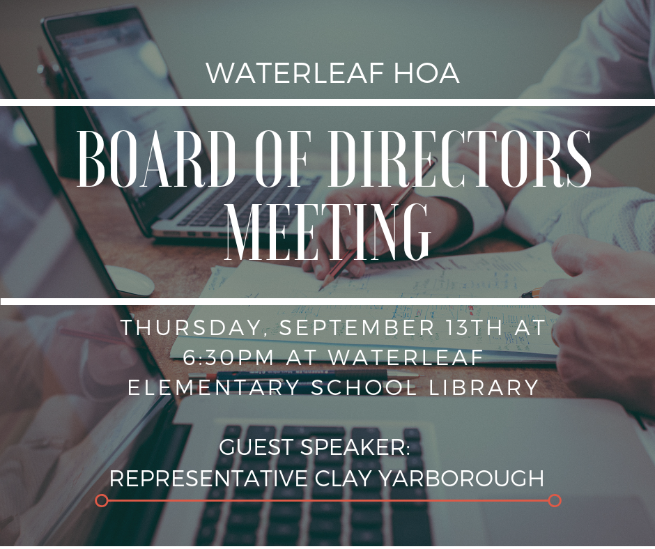 HOA Board Meeting – WATERLEAF HOA