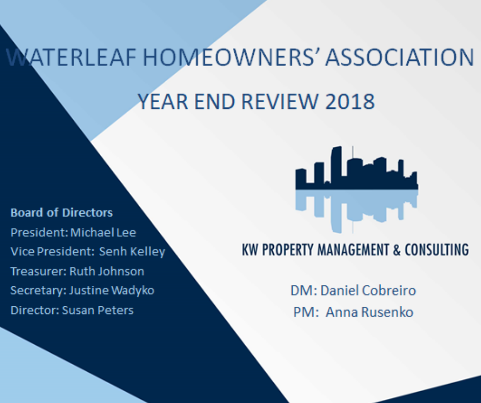 2018 Year End Review – WATERLEAF HOA