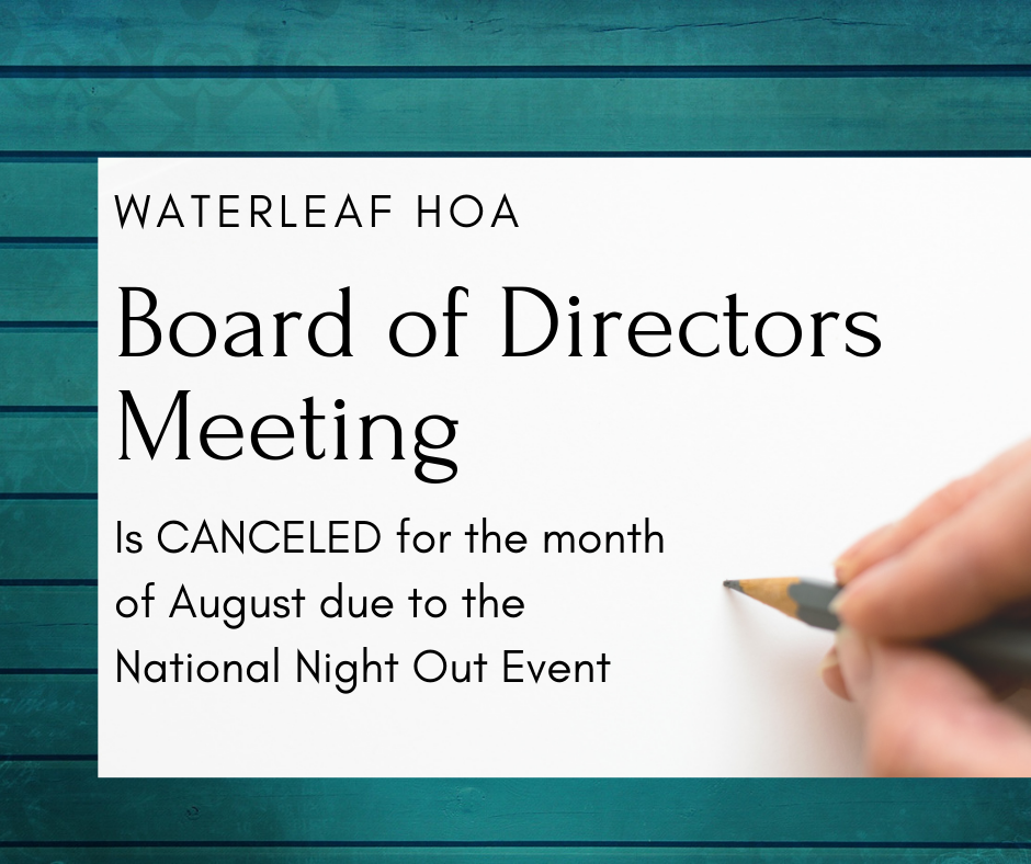 HOA Board Meeting – WATERLEAF HOA