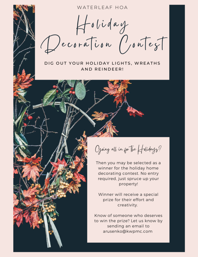 Holiday Decoration Contest – WATERLEAF HOA